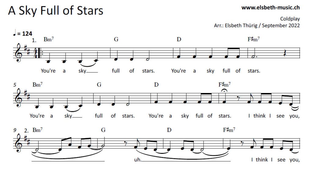A Sky Full of Stars (Canon) - ||: Recurso Coral