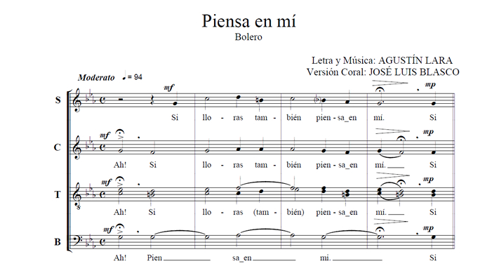 Piensa en mí – ||: Recurso Coral